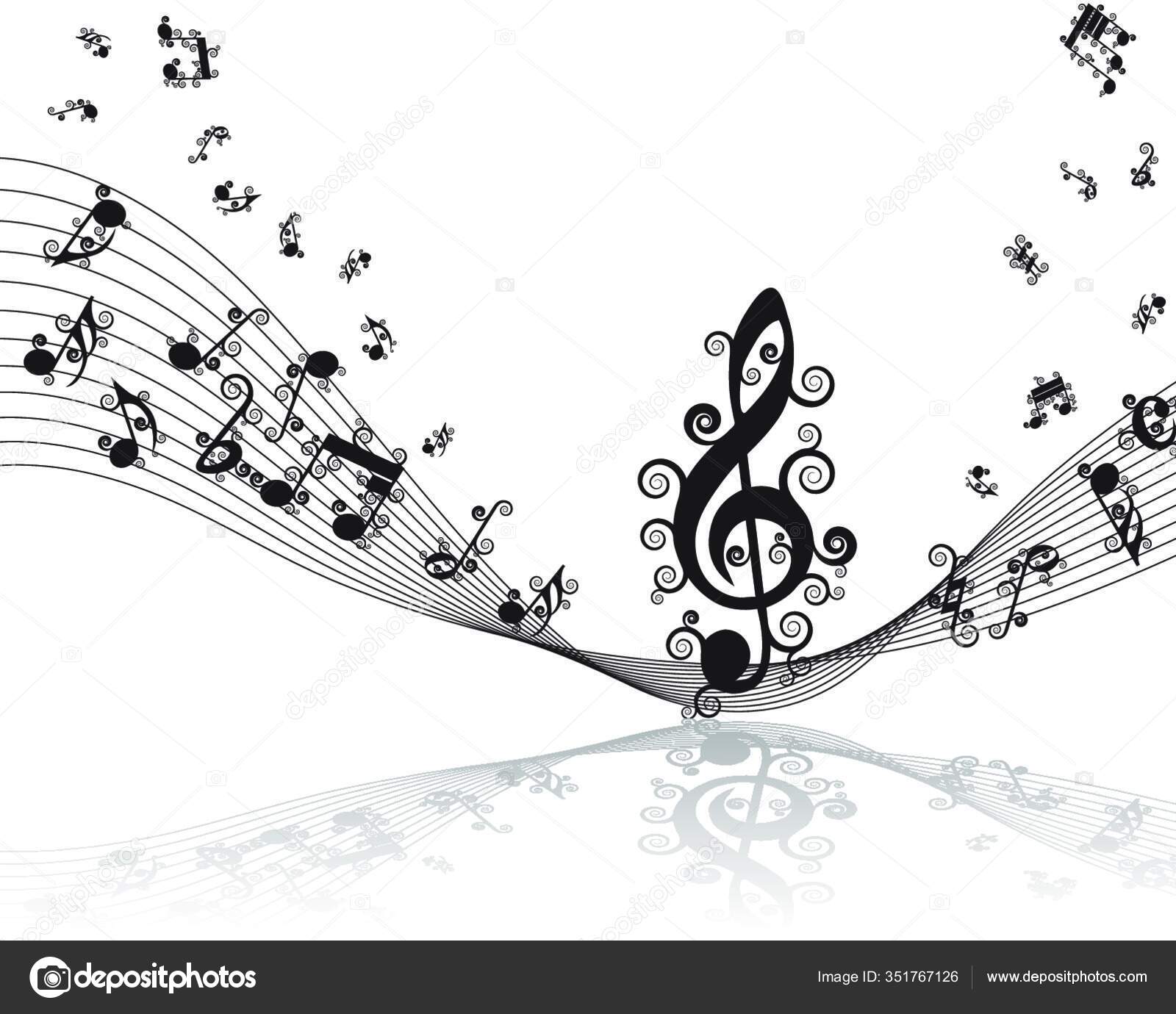 Vector Musical Notes Staff Background Design Use Stock Vector by ...