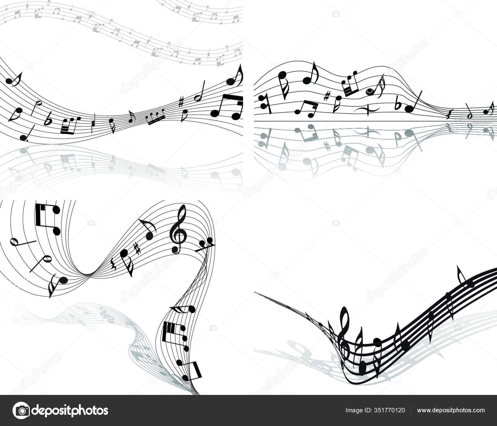 Vector Musical Notes Staff Backgrounds Set Design Use Stock Vector by ...