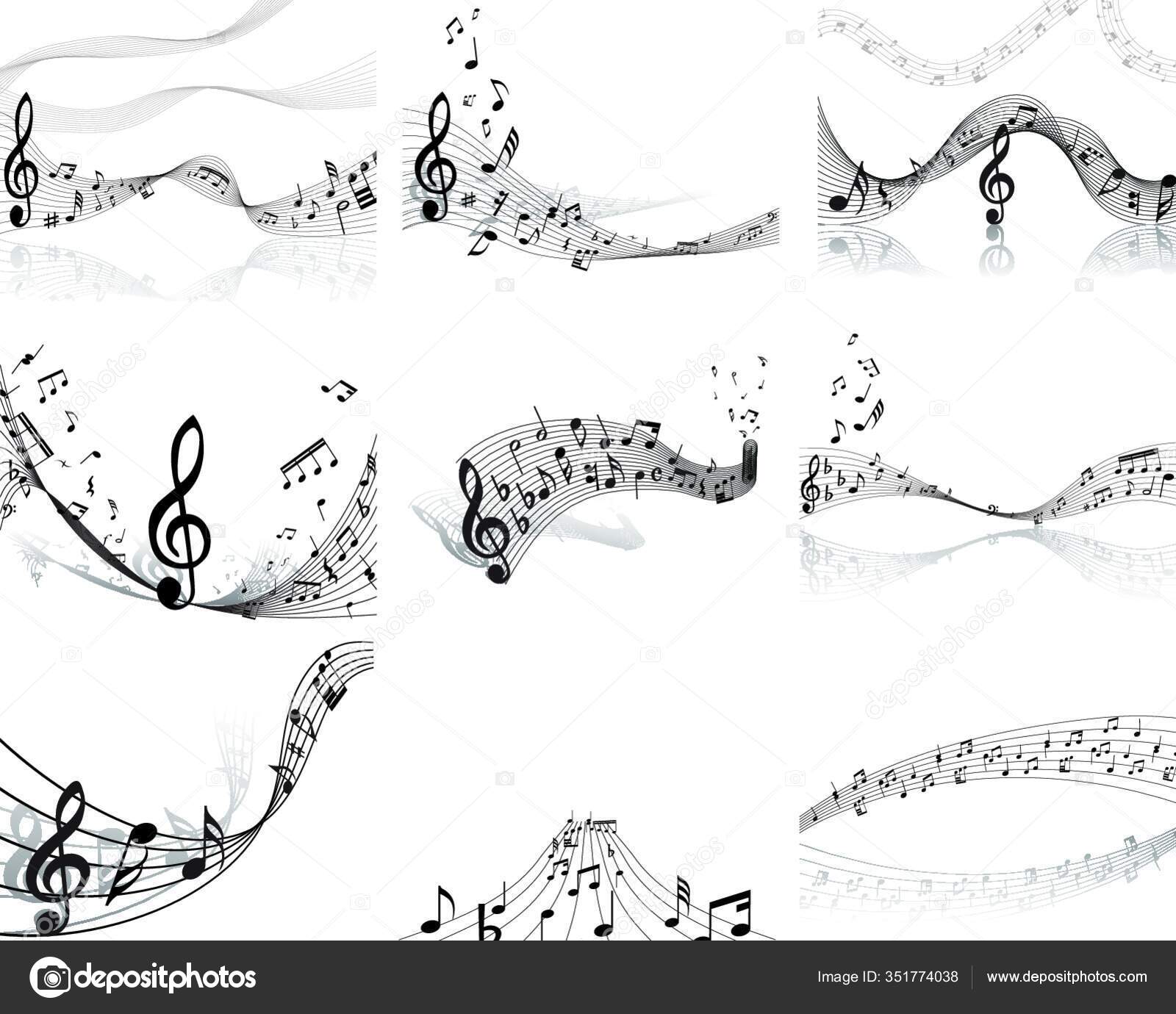 Vector Musical Notes Staff Backgrounds Set Design Use Stock Vector by ...