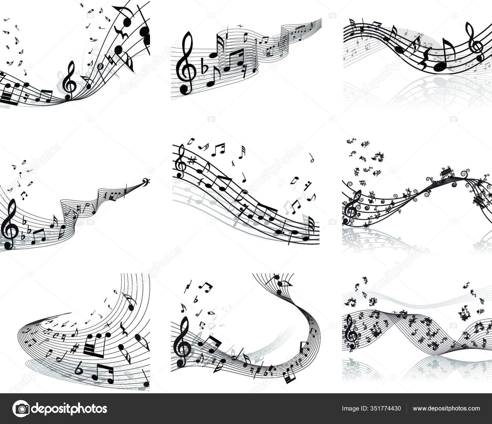 Vector Musical Notes Staff Backgrounds Set Design Use Stock Vector by ...