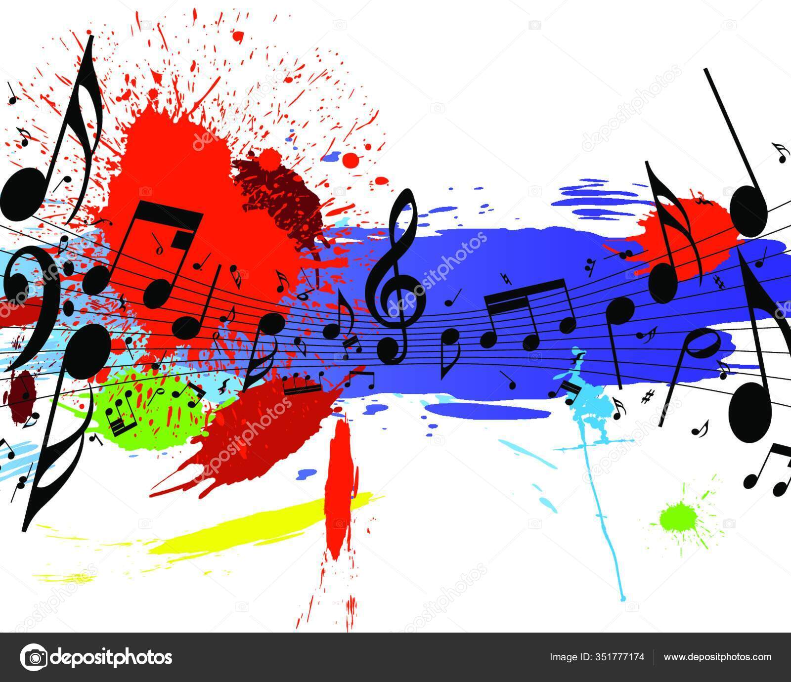 Vector Musical Notes Staff Grunge Background Design Use Stock Vector by ...