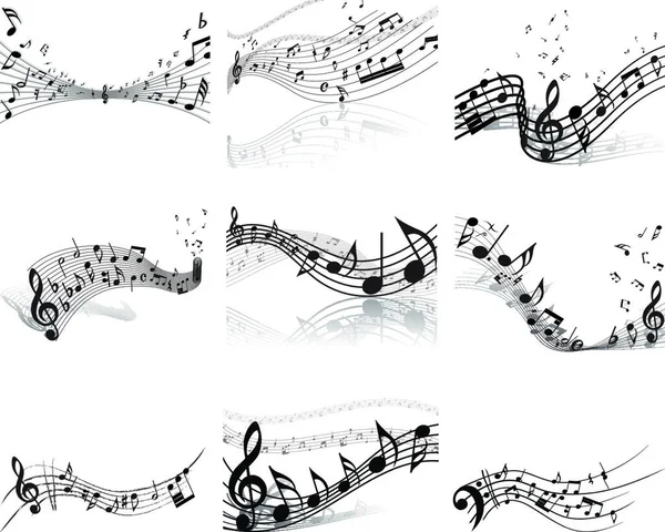 Vector Musical Notes Staff Backgrounds Set Design Use Stock Vector by ...
