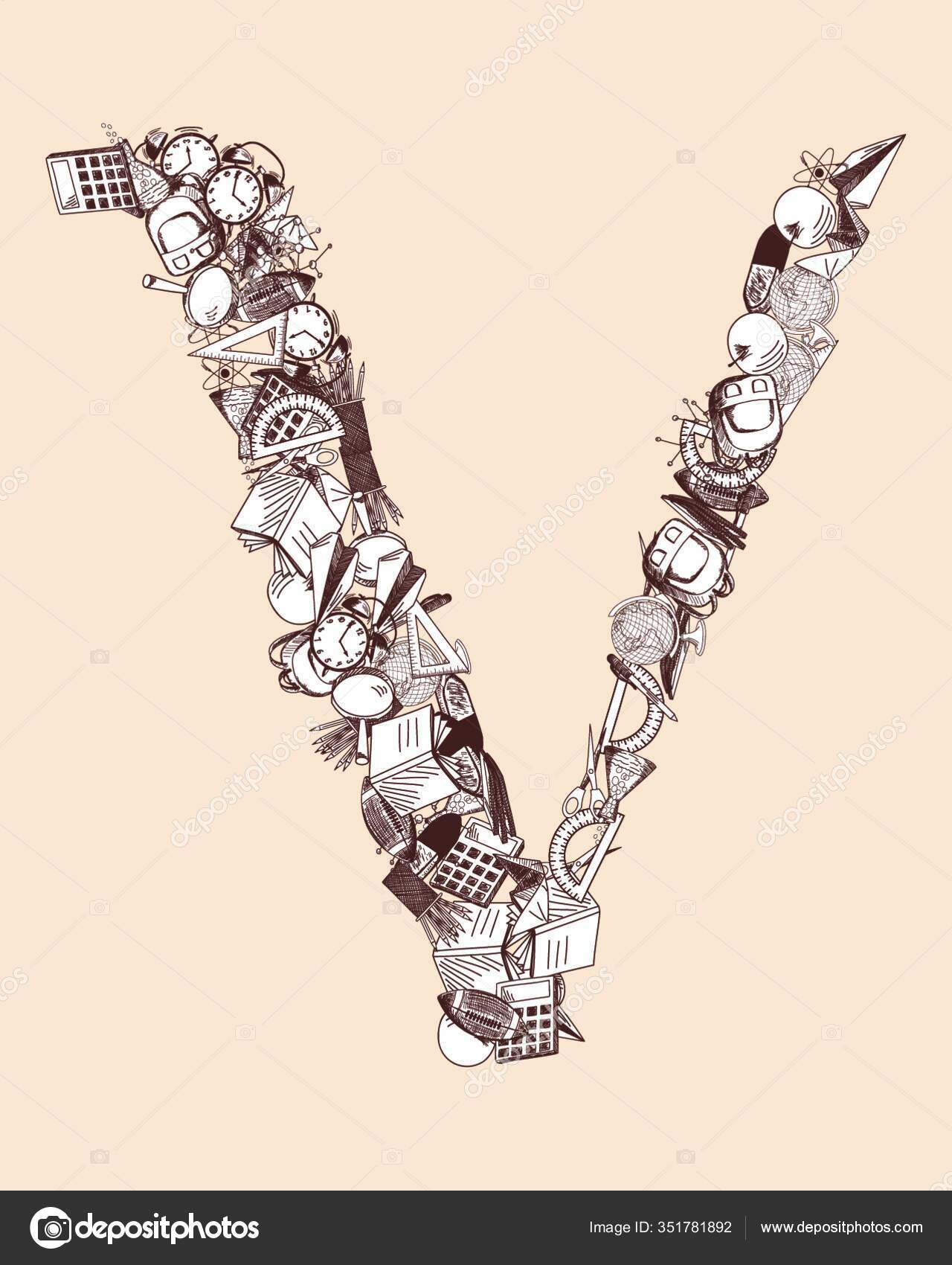 Hand Drawn Alphabet Letter Education Theme Eps Vector Illustration ...