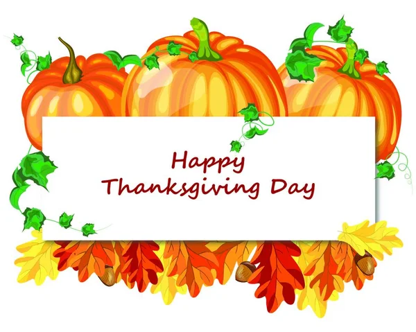 Thanksgiving Day Greeting Card Design Consist Pumpkin Pepper Tomato Maple Stock Vector Image by ...