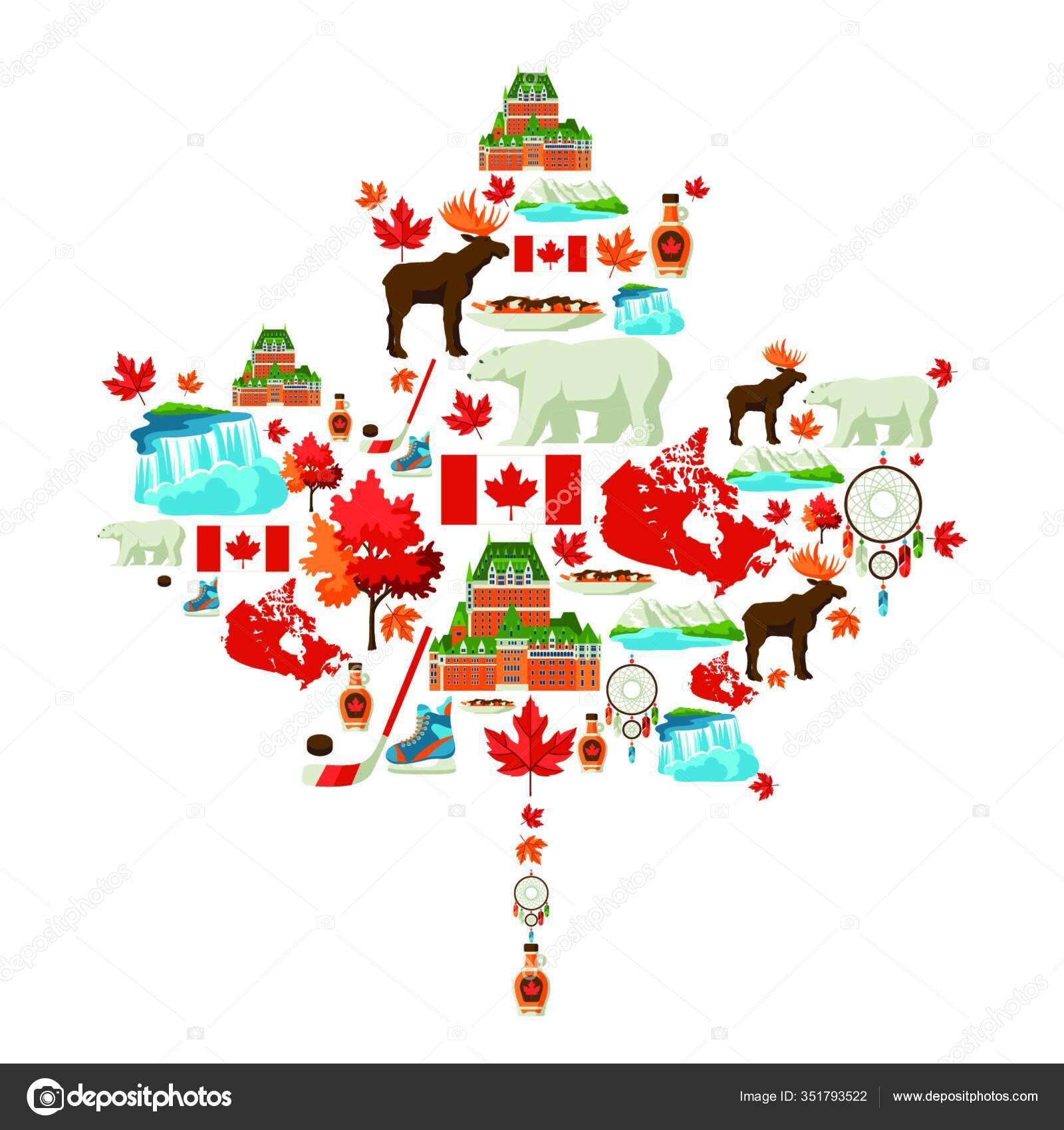 Canada Background Design Canadian Traditional Symbols Attractions ...