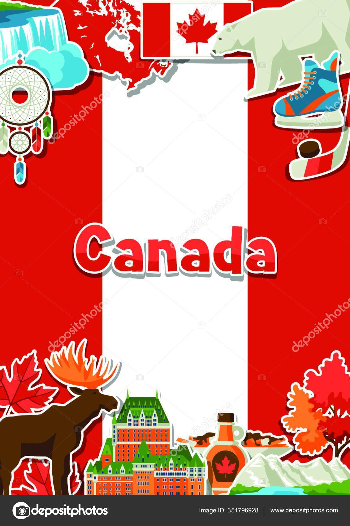 Canada Sticker Background Design Canadian Traditional Symbols ...