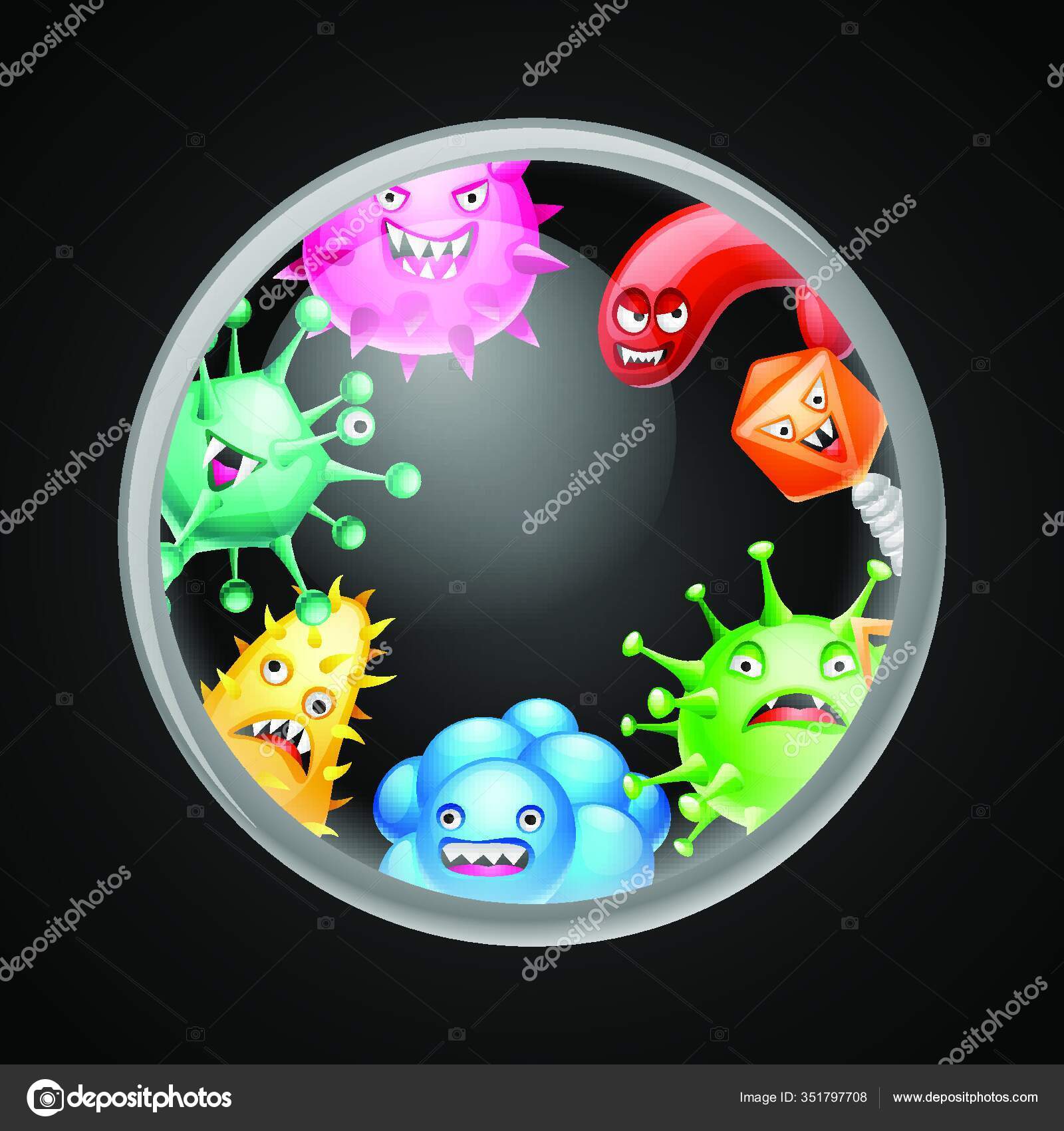 Background Little Angry Viruses Microbes Monsters Background Little ...