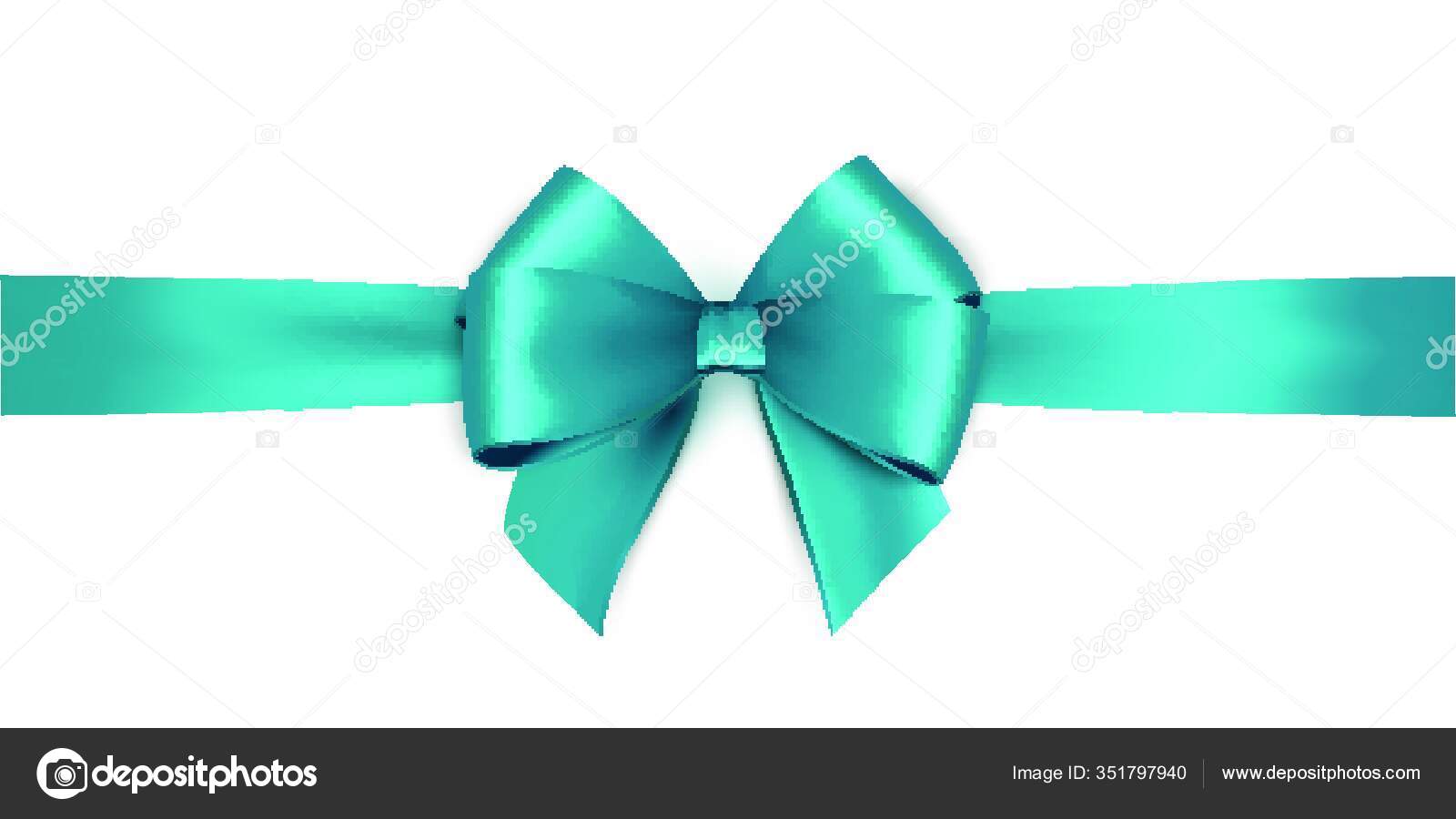 Banda Satén Brillante Sobre Fondo Blanco Vector Arco Azul Cinta Vector ...