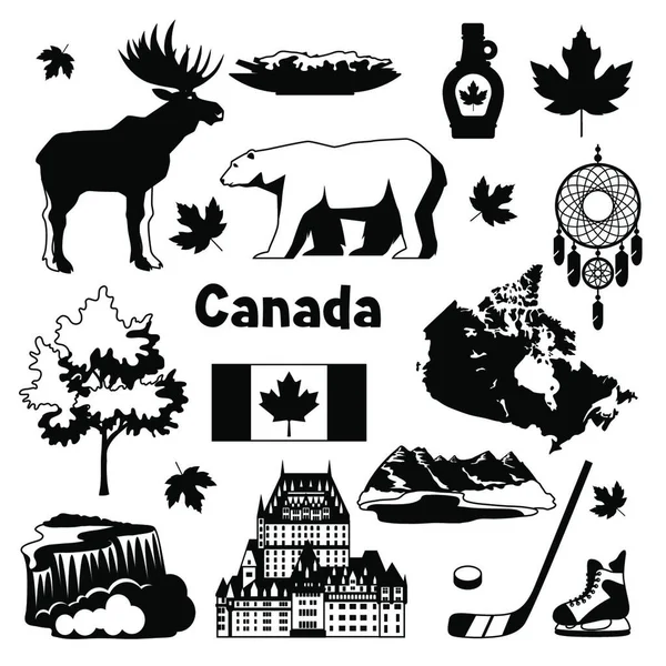 Canada Sticker Icons Set Canadian Traditional Symbols Attractions ...