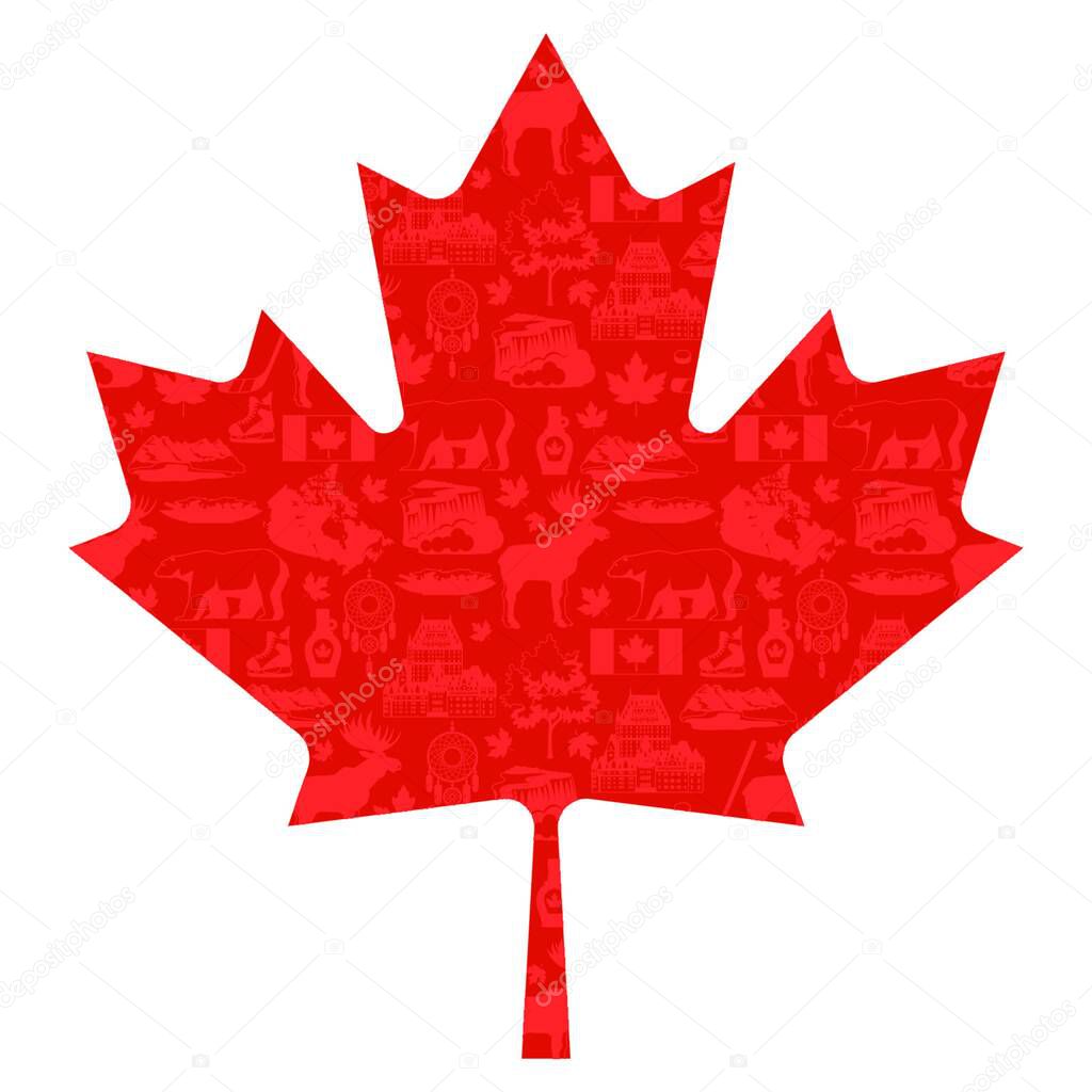 Diseño de fondo en Canadá. Los símbolos y atracciones tradicionales ...