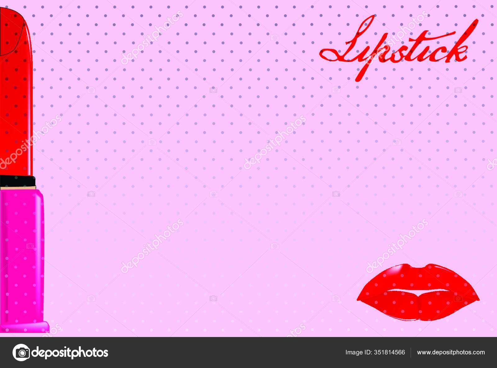 Pink Grungy Dotted Background Set Lips Lipstick Stock Vector by ...