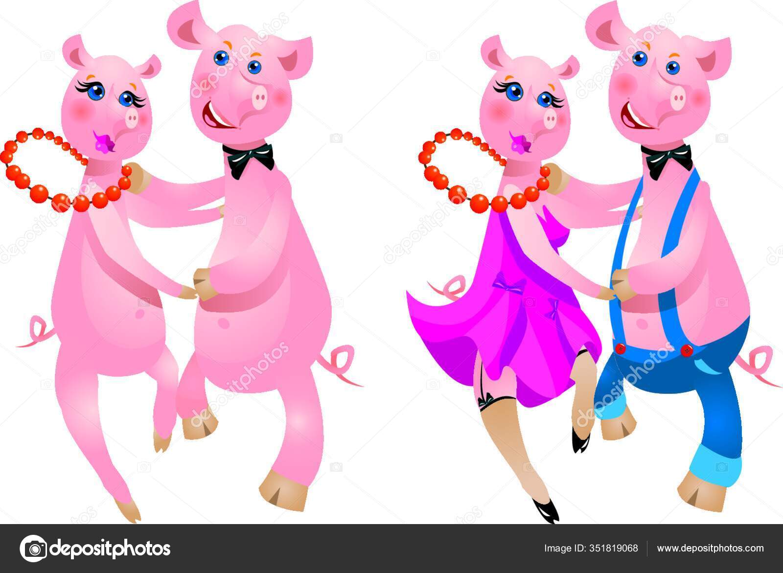 Cute Pig Cartoon Couple