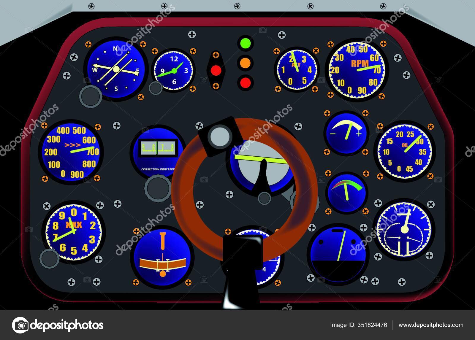 Control Panel Wwii Fighter Plane Action Stock Vector Image by ...