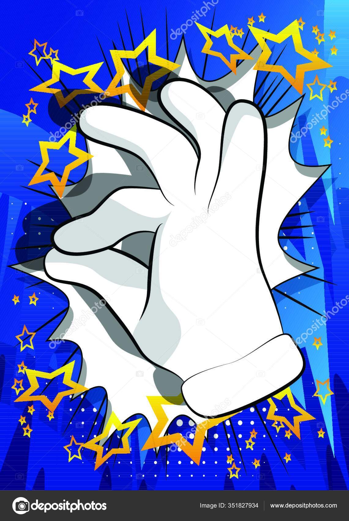 Vector Cartoon Hand Showing Sign Illustrated Hand Sign Comic Book Stock ...