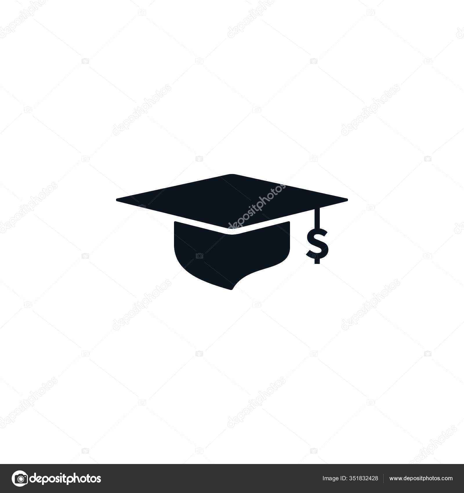 Graduation Cap Dollar Sign White Background Educational Financial ...