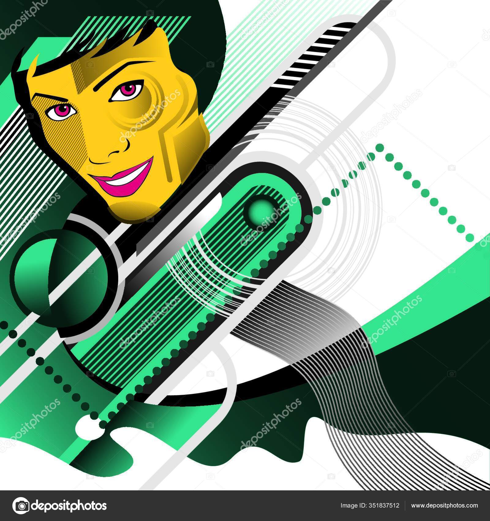 Tech Background Girl Portrait Stock Vector by ©PantherMediaSeller 351837512