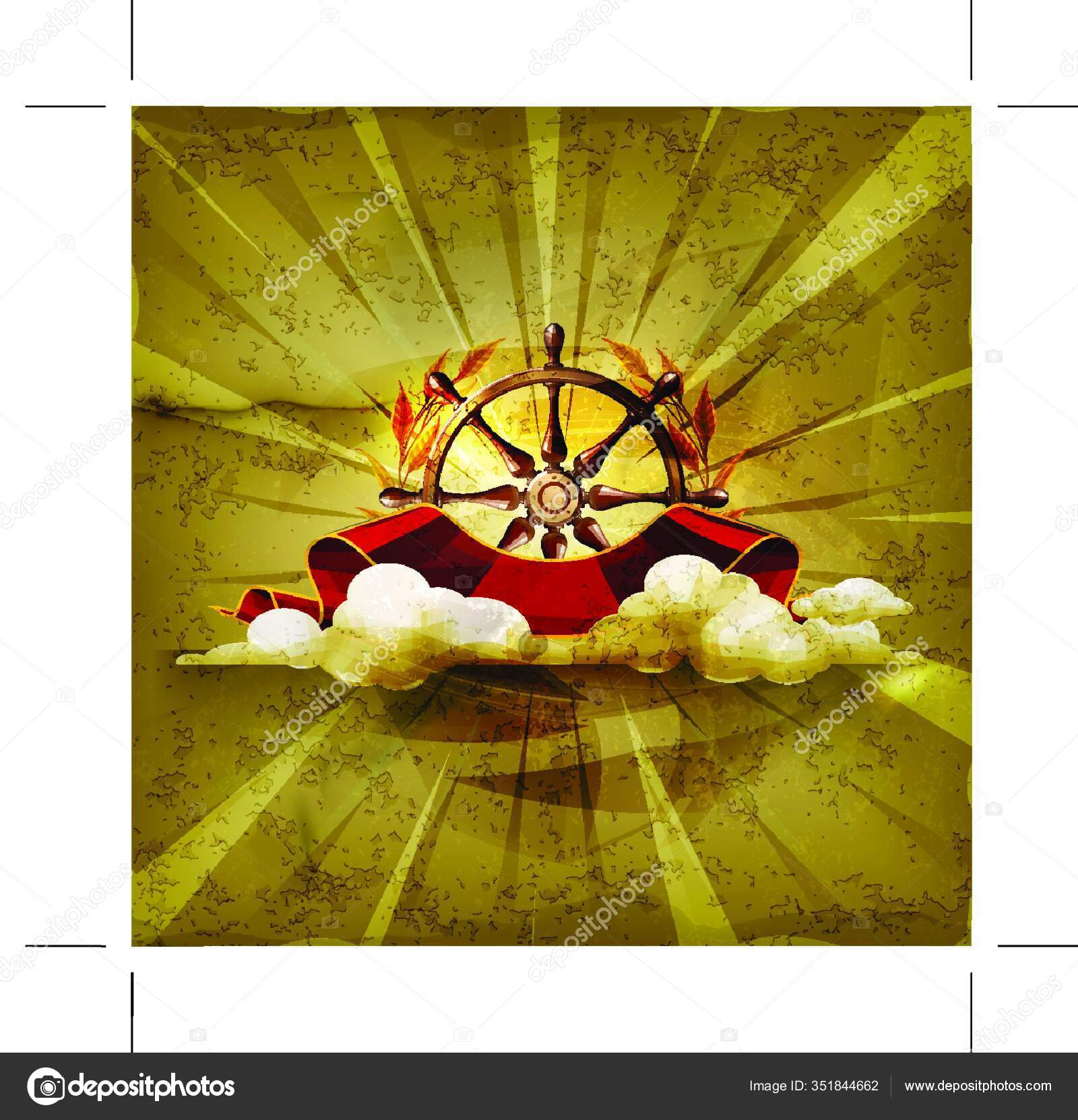 Wheel Emblem Old Style Vector Background Stock Vector Image by ...