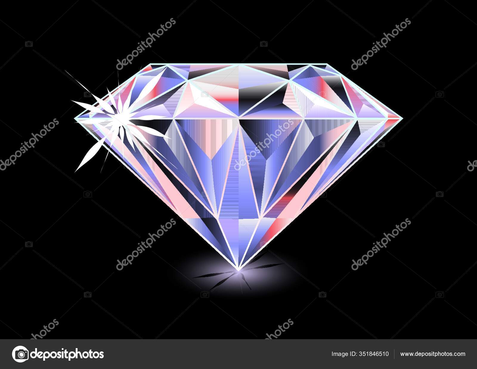 Artistic Brightly Coloured Cut Diamond Shadow Reflection Black ...