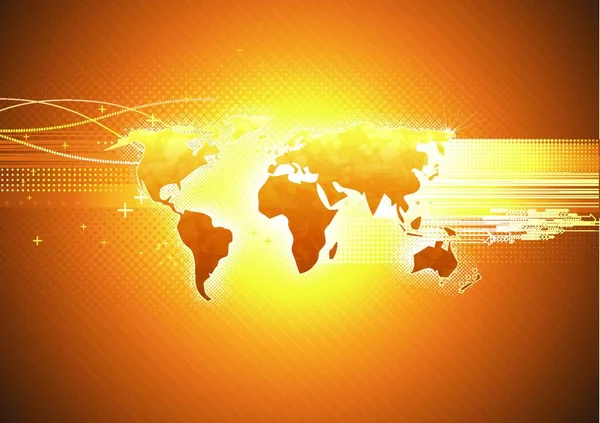 Vector Illustration Blue Abstract Tech Background Glossy World Map ...