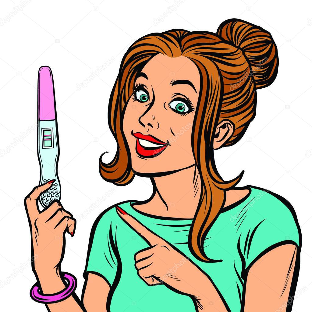 alegr a felicidad mujer dos tiras prueba de embarazo aislar sobre fondo ...