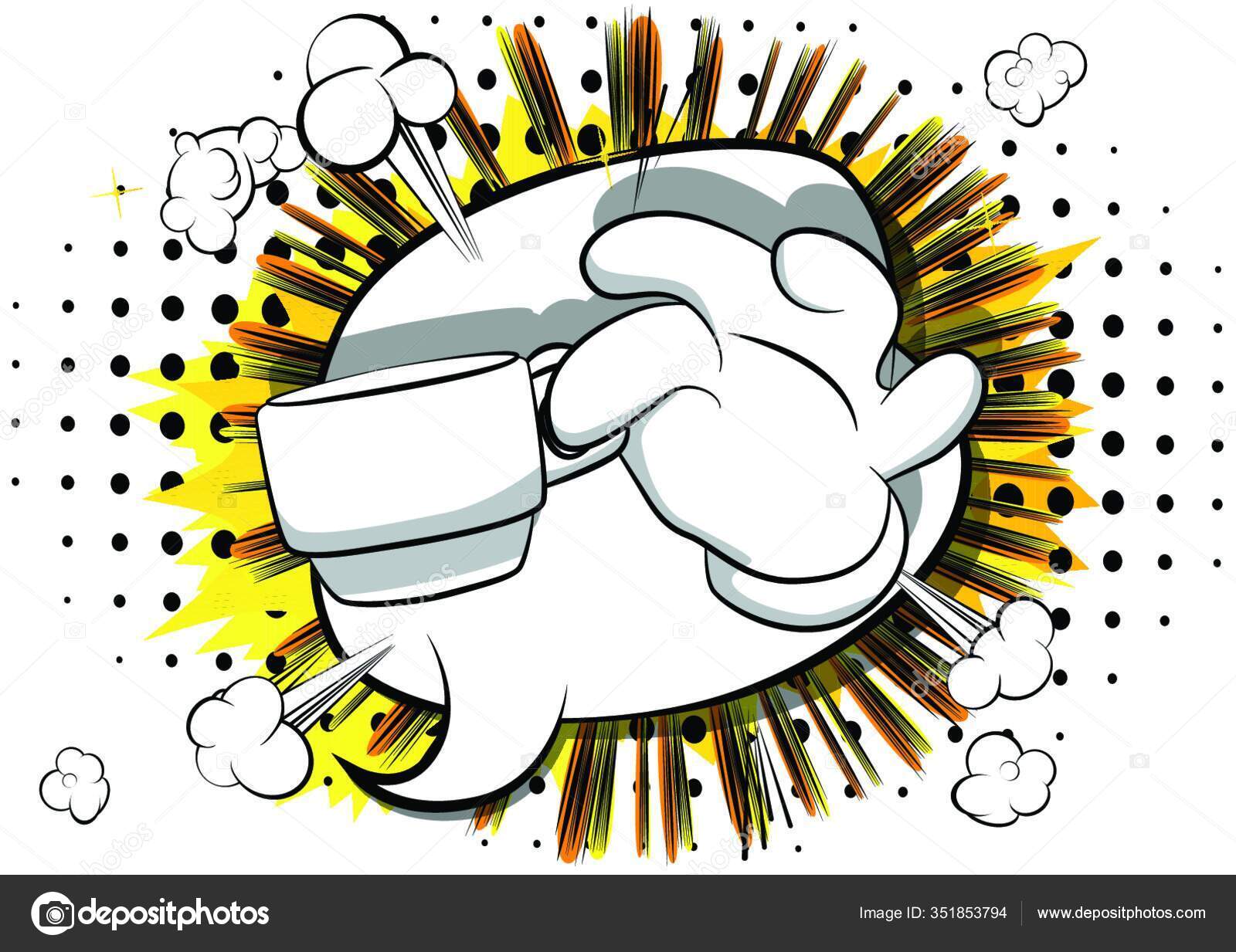 Vector Cartoon Hand Holding Cup Coffee Illustrated Hand Gesture Comic ...