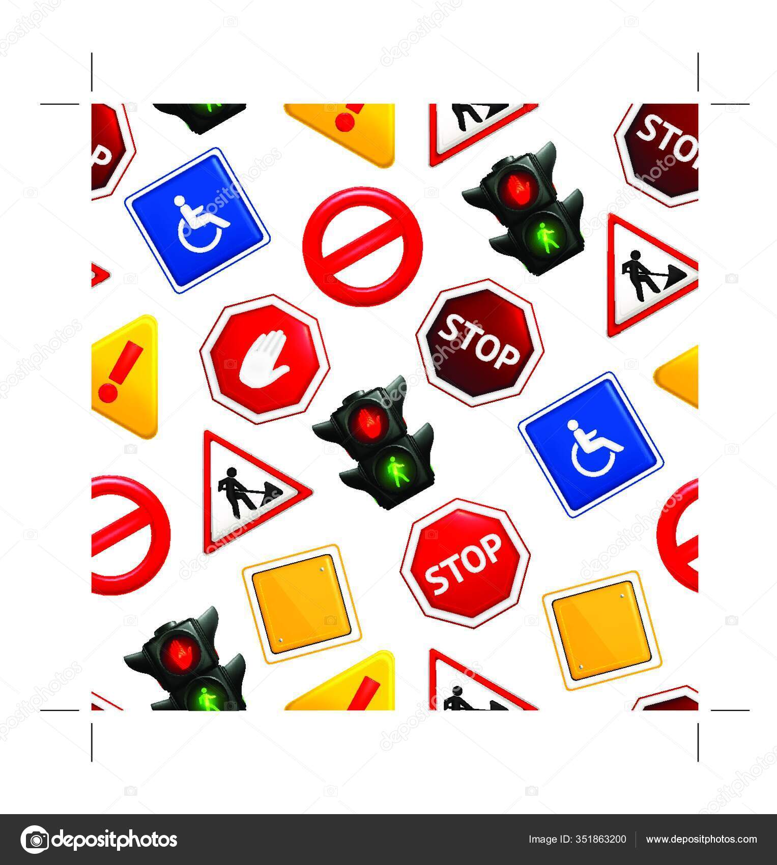 Road Signs Seamless Pattern Stock Vector by ©PantherMediaSeller 351863200