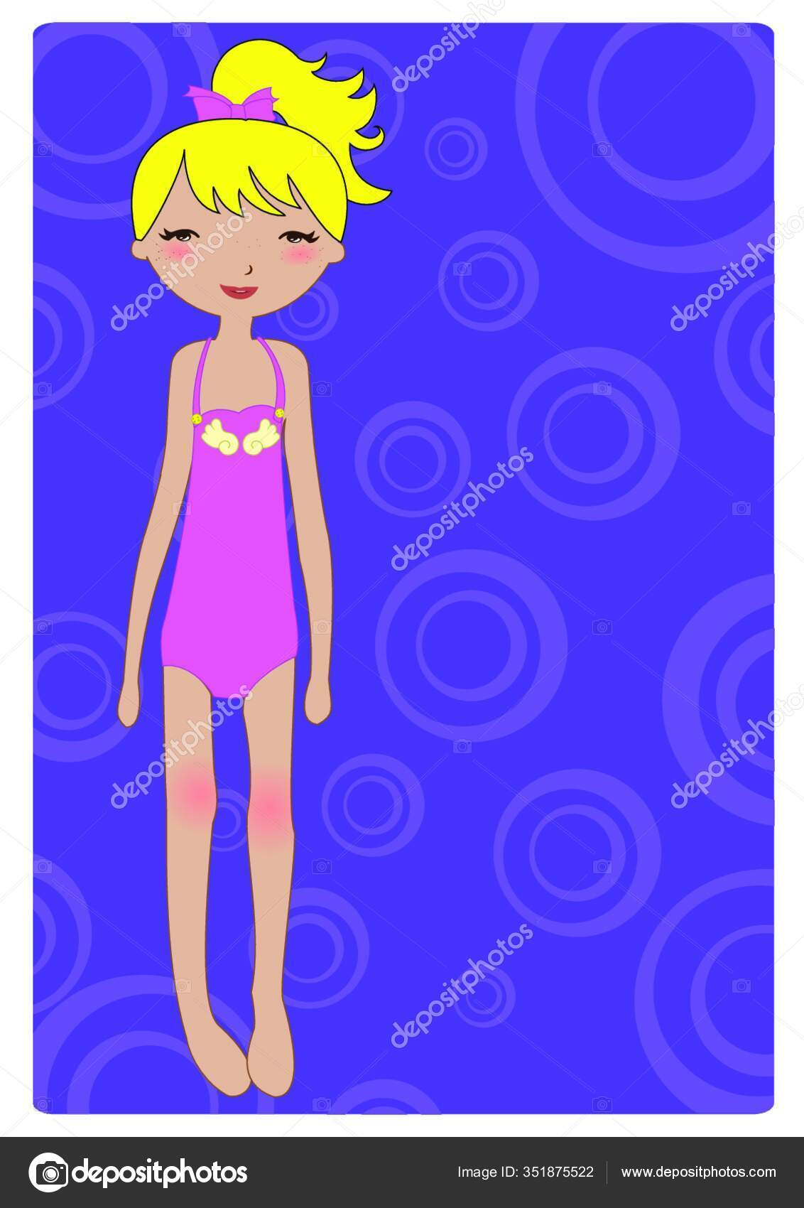 Vector Illustration Cute Summer Background Pretty Little Girl Stock ... Vector Illustration Cute Summer Background Pretty Little Girl Stock ...