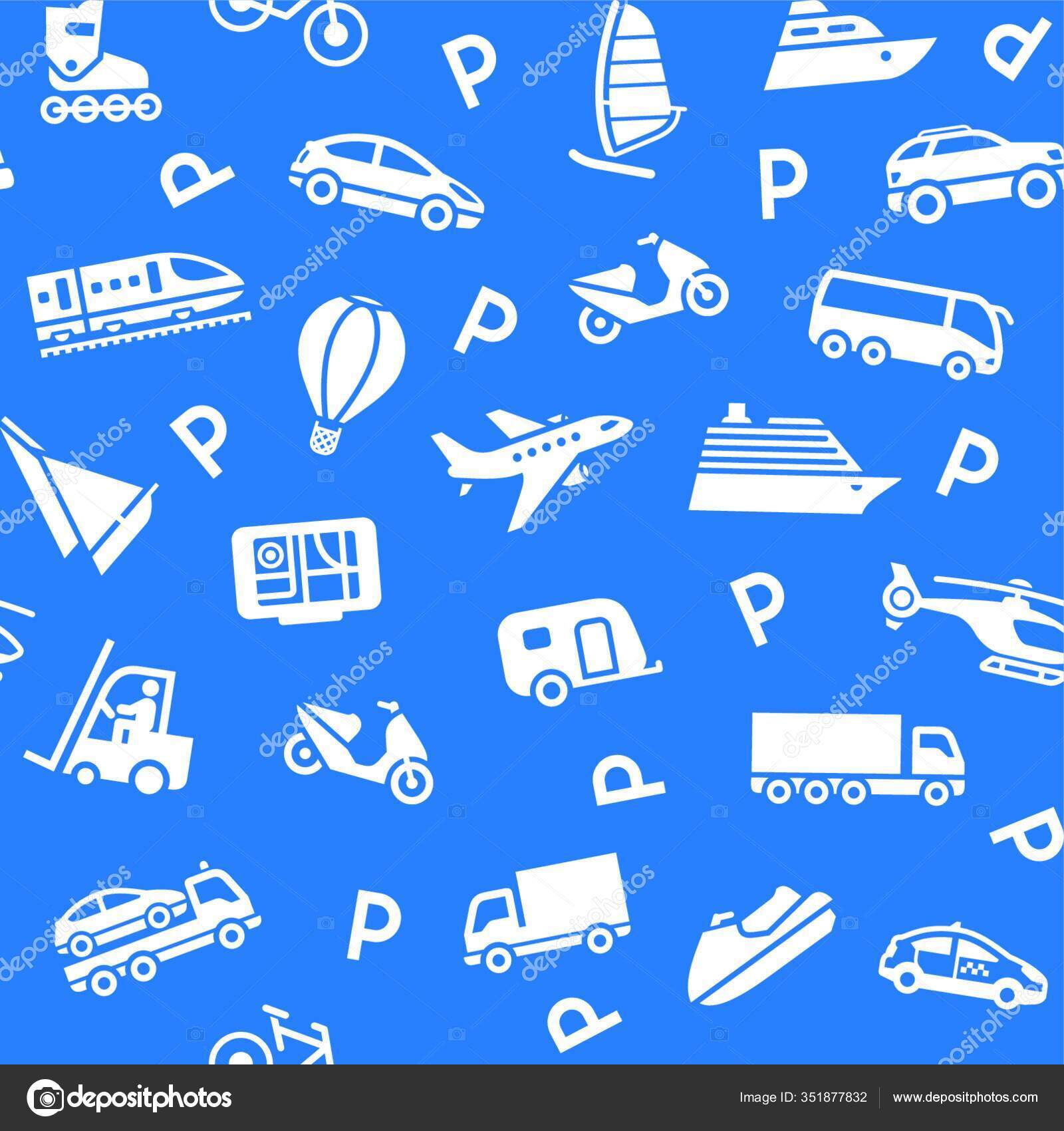 Seamless Background White Transport Icons ⬇ Vector Image by ...