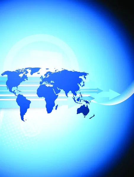 Vector Illustration Blue Abstract Tech Background Glossy World Map ...
