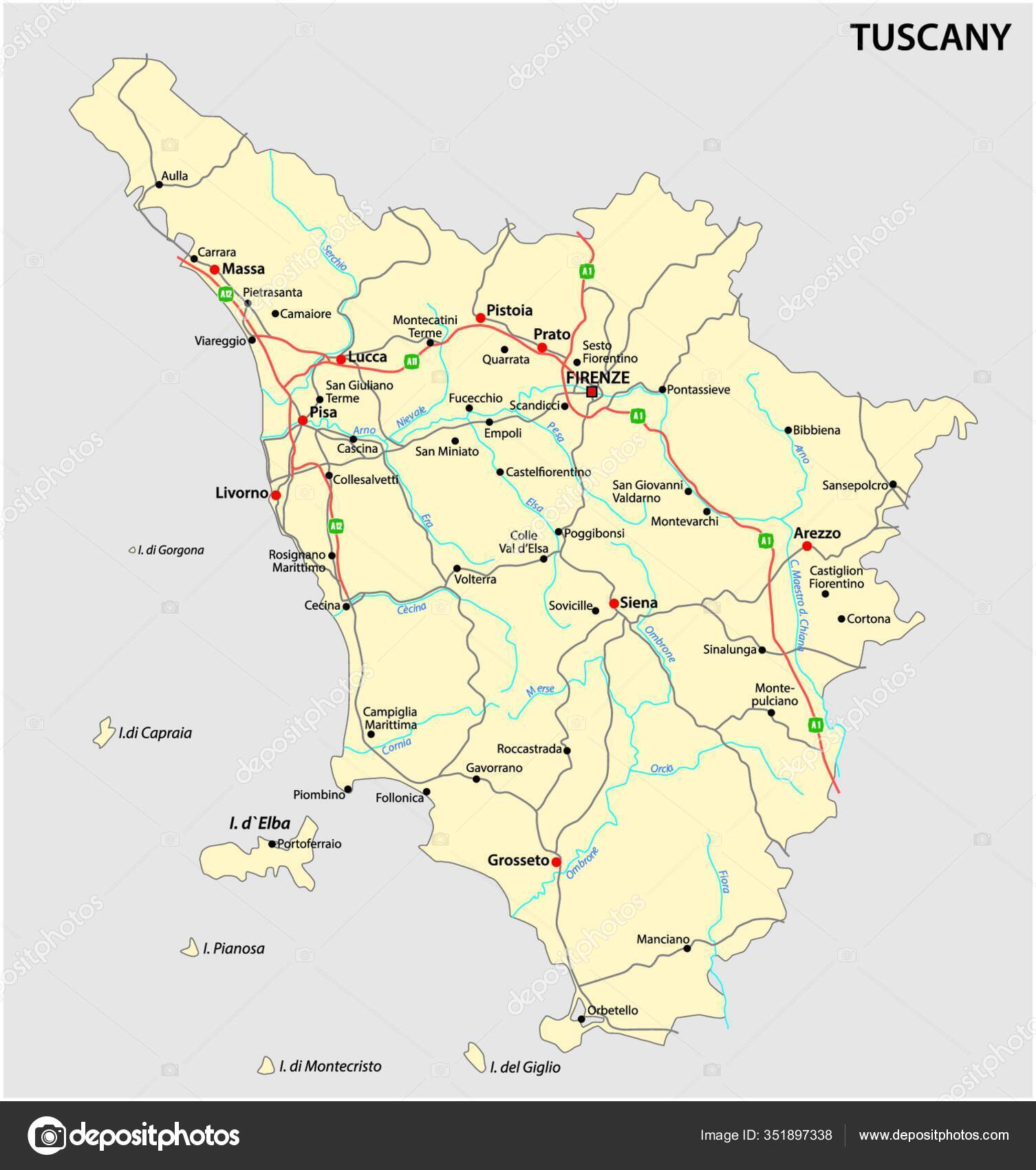 Road Vector Map Italian Region Tuscany Stock Vector by ...