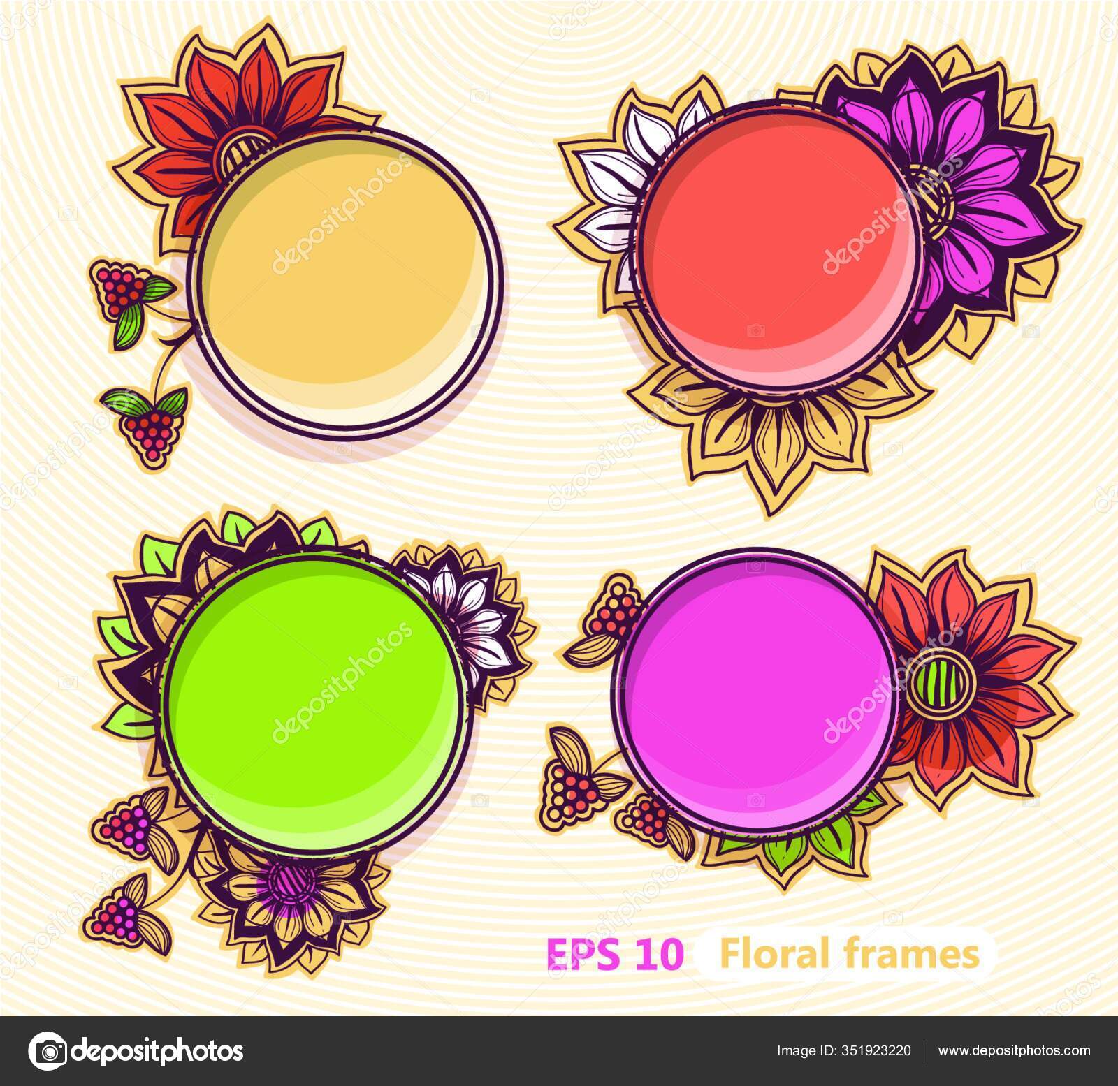 Vector Set Colorful Floral Frames Stock Vector Image by ©PantherMediaSeller #351923220