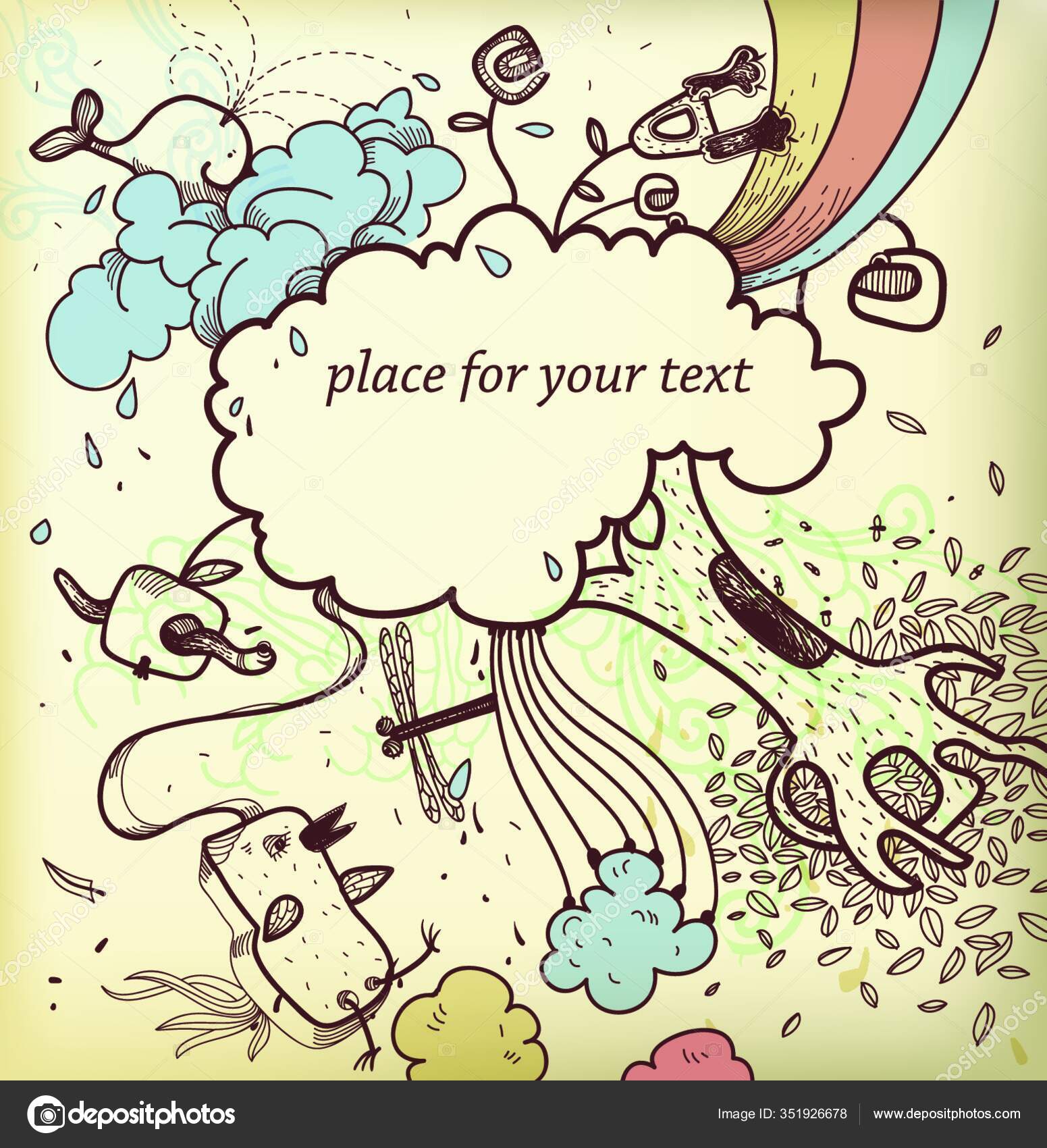 Vector Frame Cartoon Animals Letters Plants Stock Illustration by ...