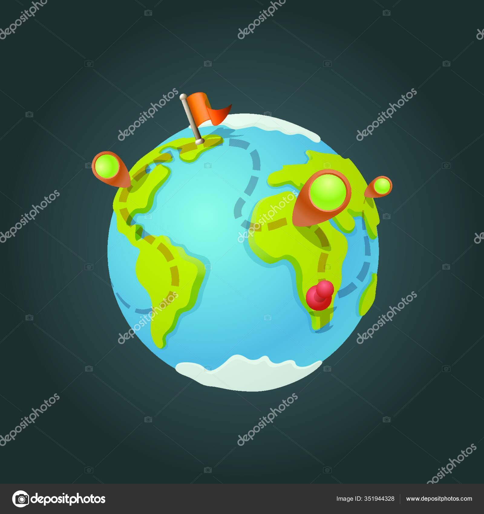 World Map Globe Cartoon Fun Vector Funny Game Style Navigation Stock ...