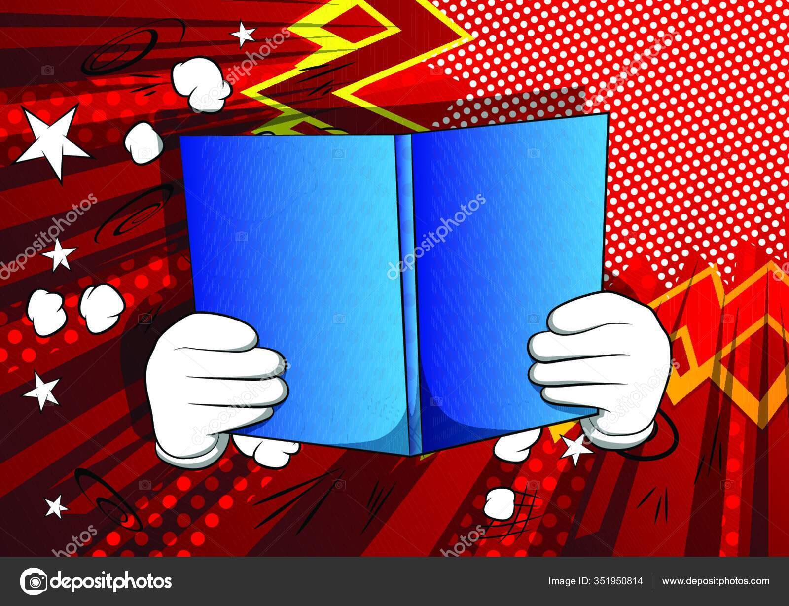 Vector Cartoon Hand Holding Book Illustrated Hand Opened Book Comic ...