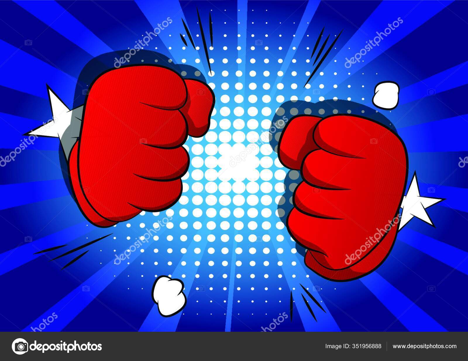 Vector Cartoon Hands Ready Fight Illustrated Hand Sign Comic Book Stock ...