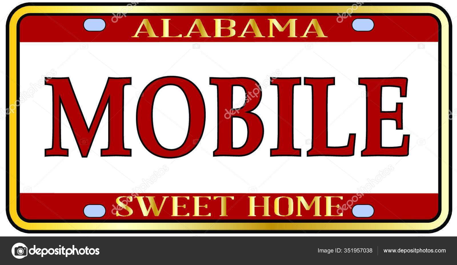 Mobile Alabama State License Plate Colors State Flag State Name Stock ...