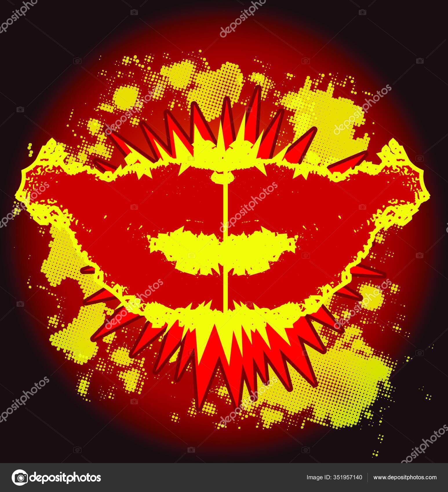 Comic Cartoon Style Explosion Large Red Lips Stock Vector by ...