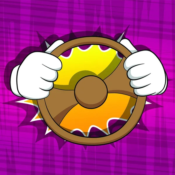 Vector Cartoon Hands Driving Holding Steering Wheel Illustrated Hand ...