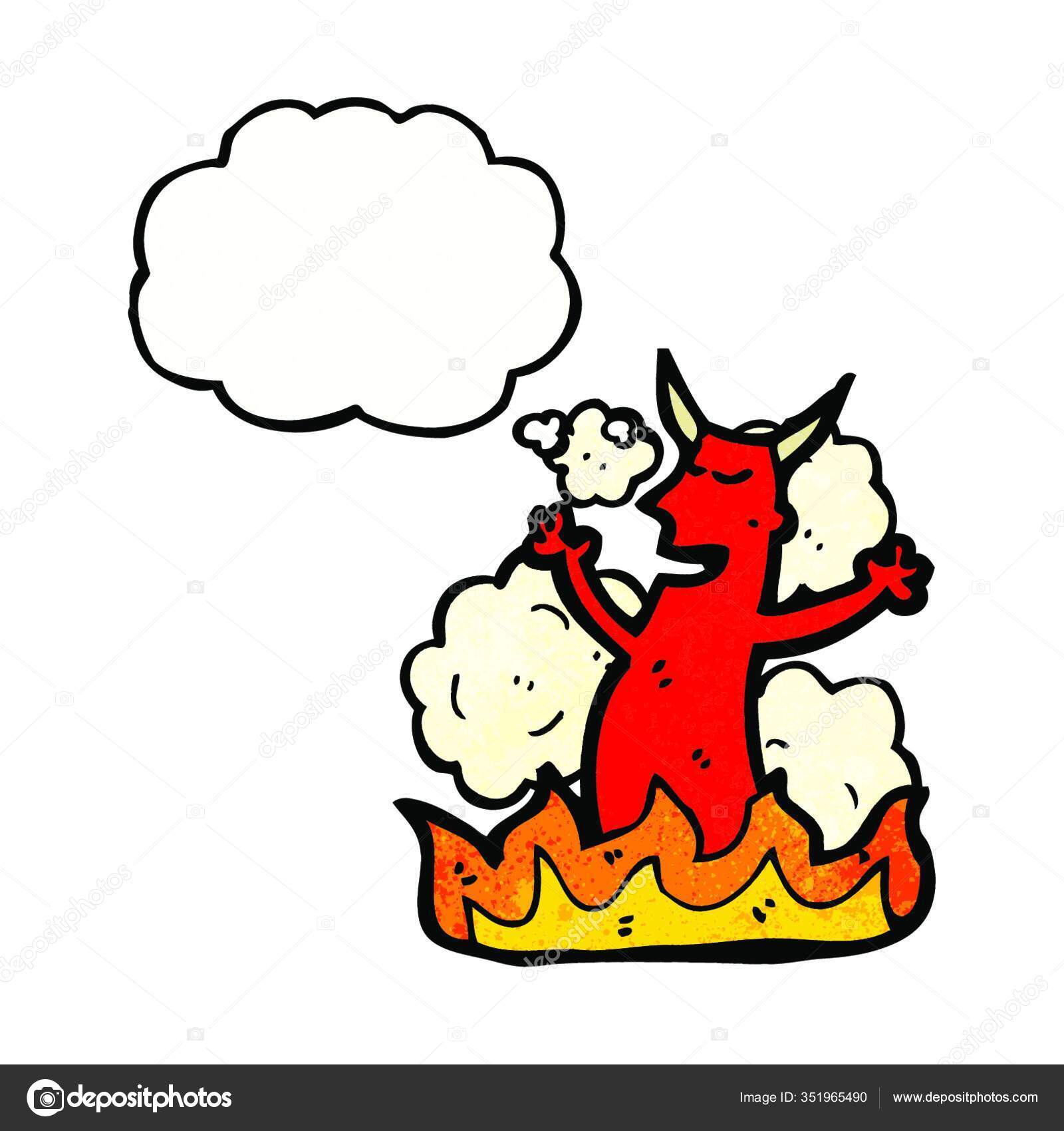 Cartoon Devil Appearing Illustration White Background Stock Vector ...