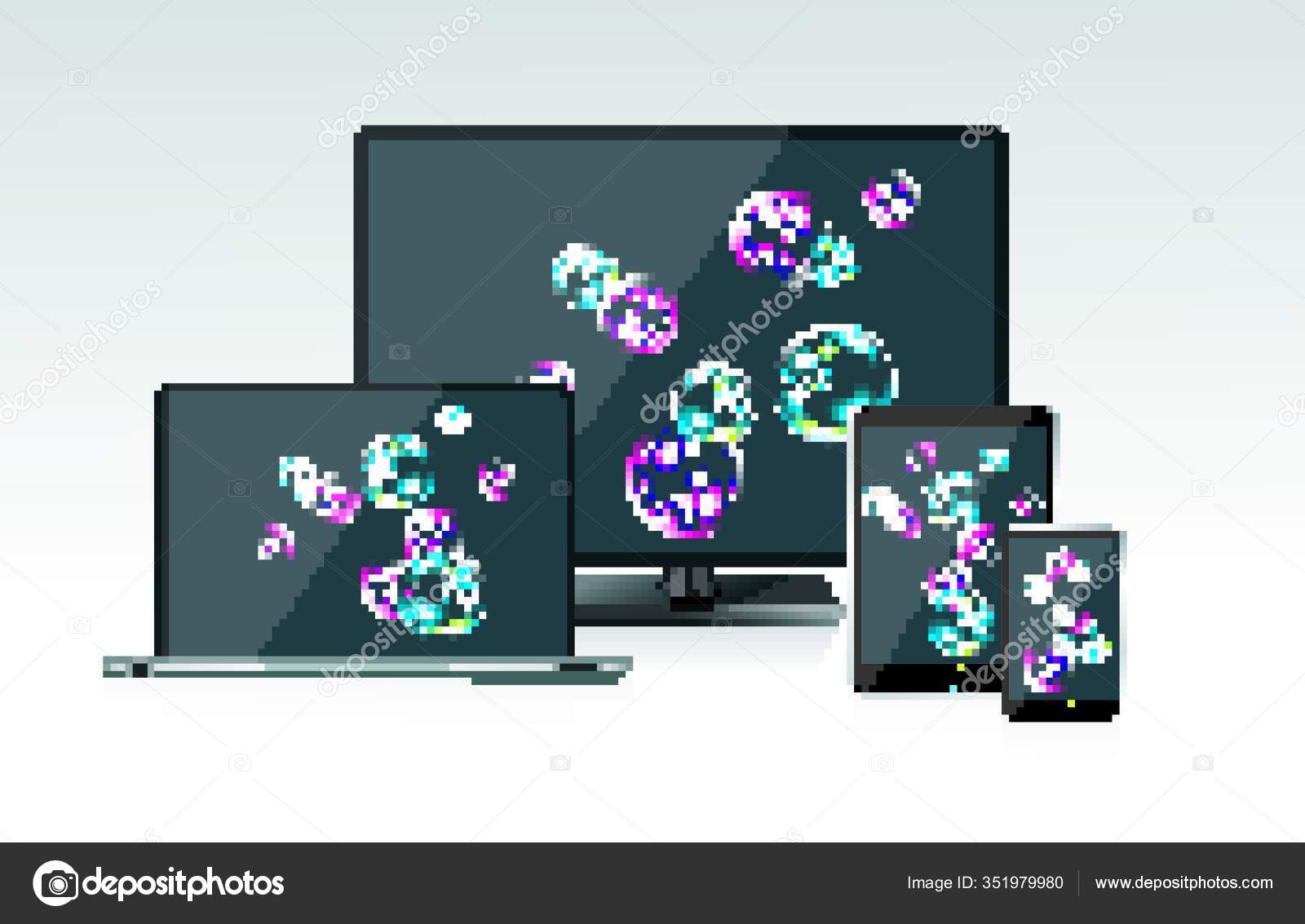 Computer Monitor Laptop Tablet Bubbles Background Stock Vector Image by ...