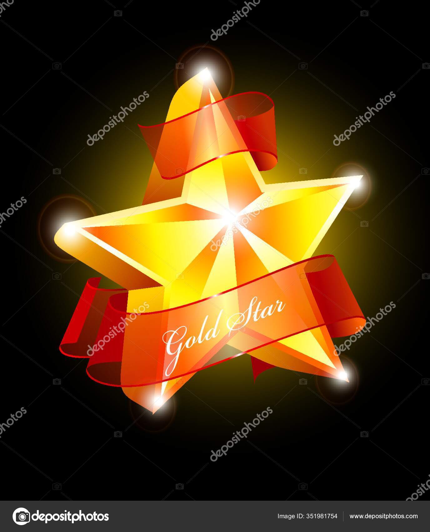 Beautiful Golden Label Star Ribbon Golden Label Stock Vector by ...