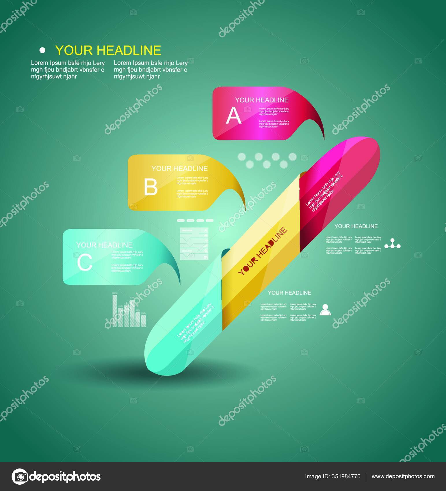 Business Design Template Color Ribbon Banners Can Used Step Lines Stock ...