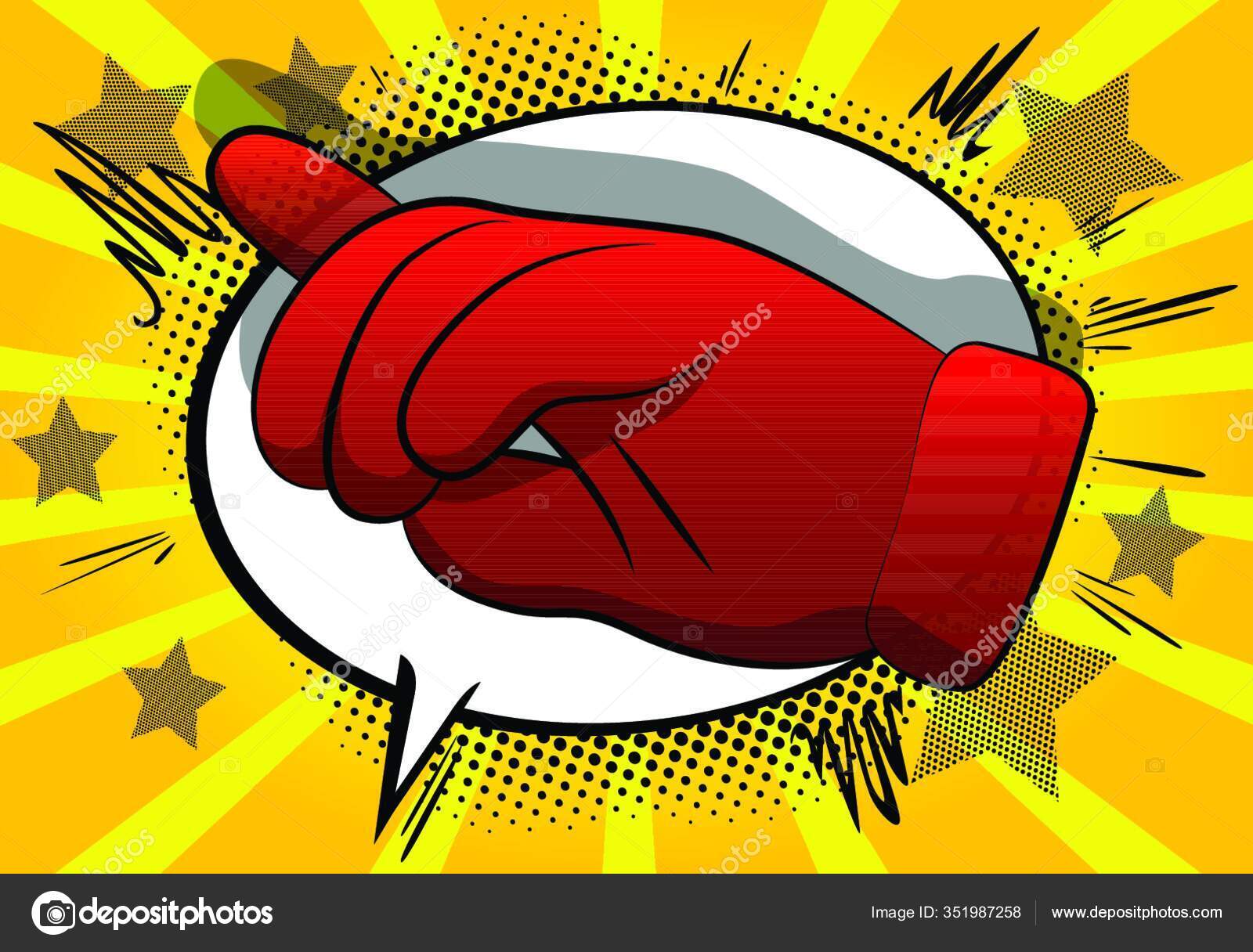 Vector Cartoon Pointing Hand Illustrated Hand Expression Gesture Comic ...