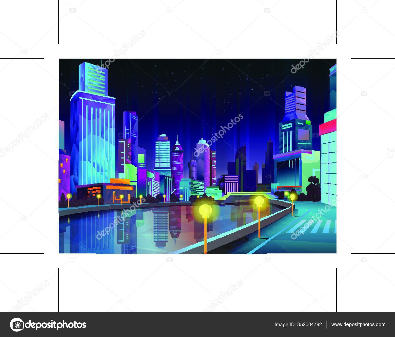 Night City Vector Illustration Low Poly Style Stock Vector Image by ...