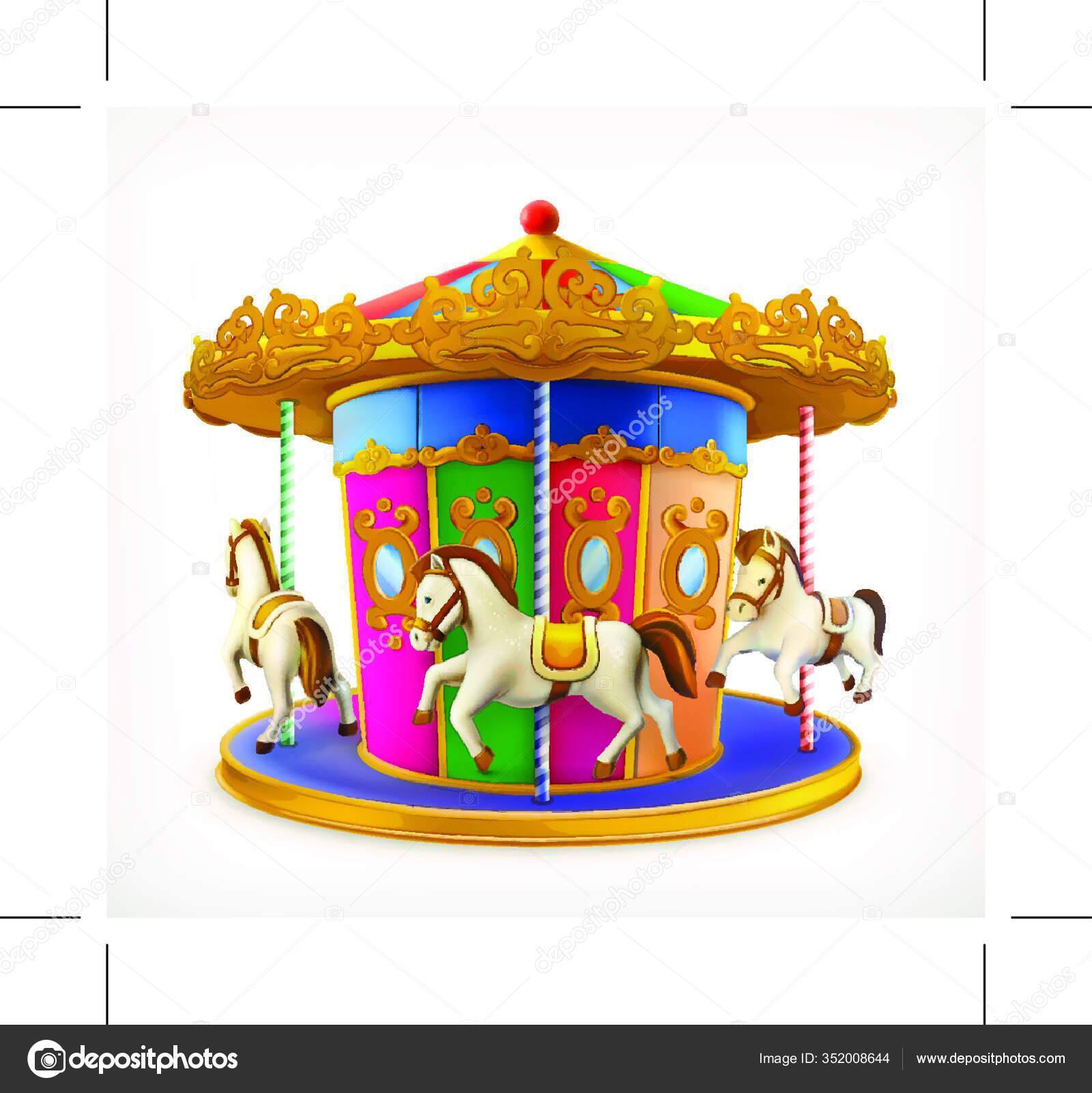 Carousel Isolated White Background Stock Illustration by ...