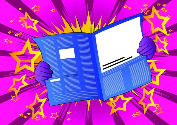 Vector Cartoon Hand Holding Book Illustrated Hand Comic Book Background ...