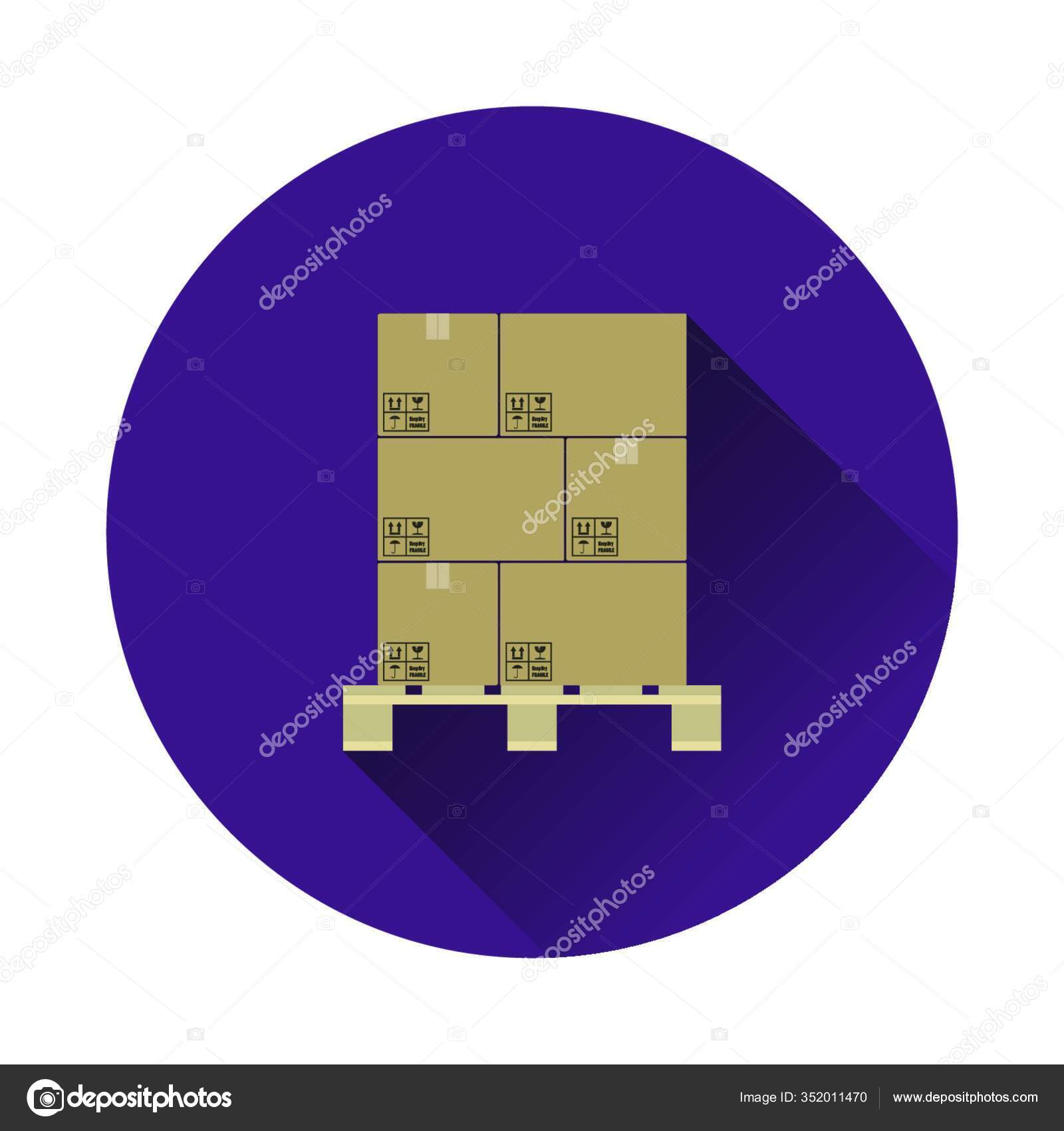 Cardboard Package Boxes Pallet Icon Flat Color Shadow Design Vector ...