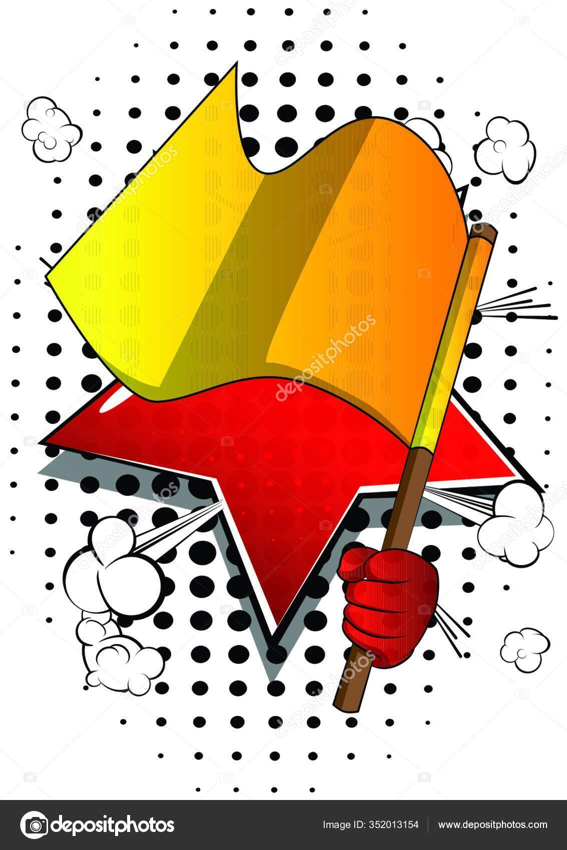 Vector Cartoon Hand Holding Flag Illustrated Hand Comic Book Background ...