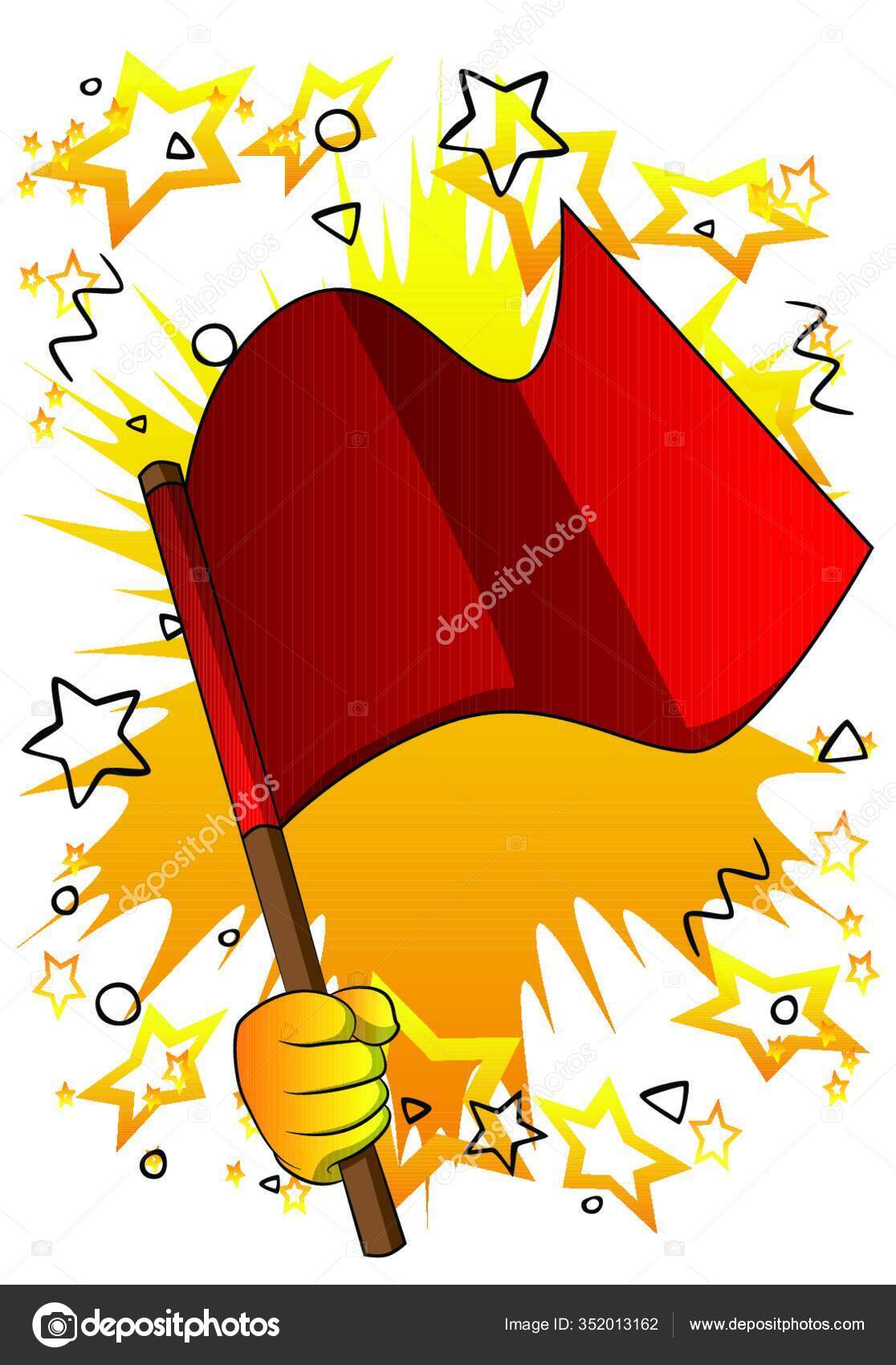 Vector Cartoon Hand Holding Flag Illustrated Hand Comic Book Background ...