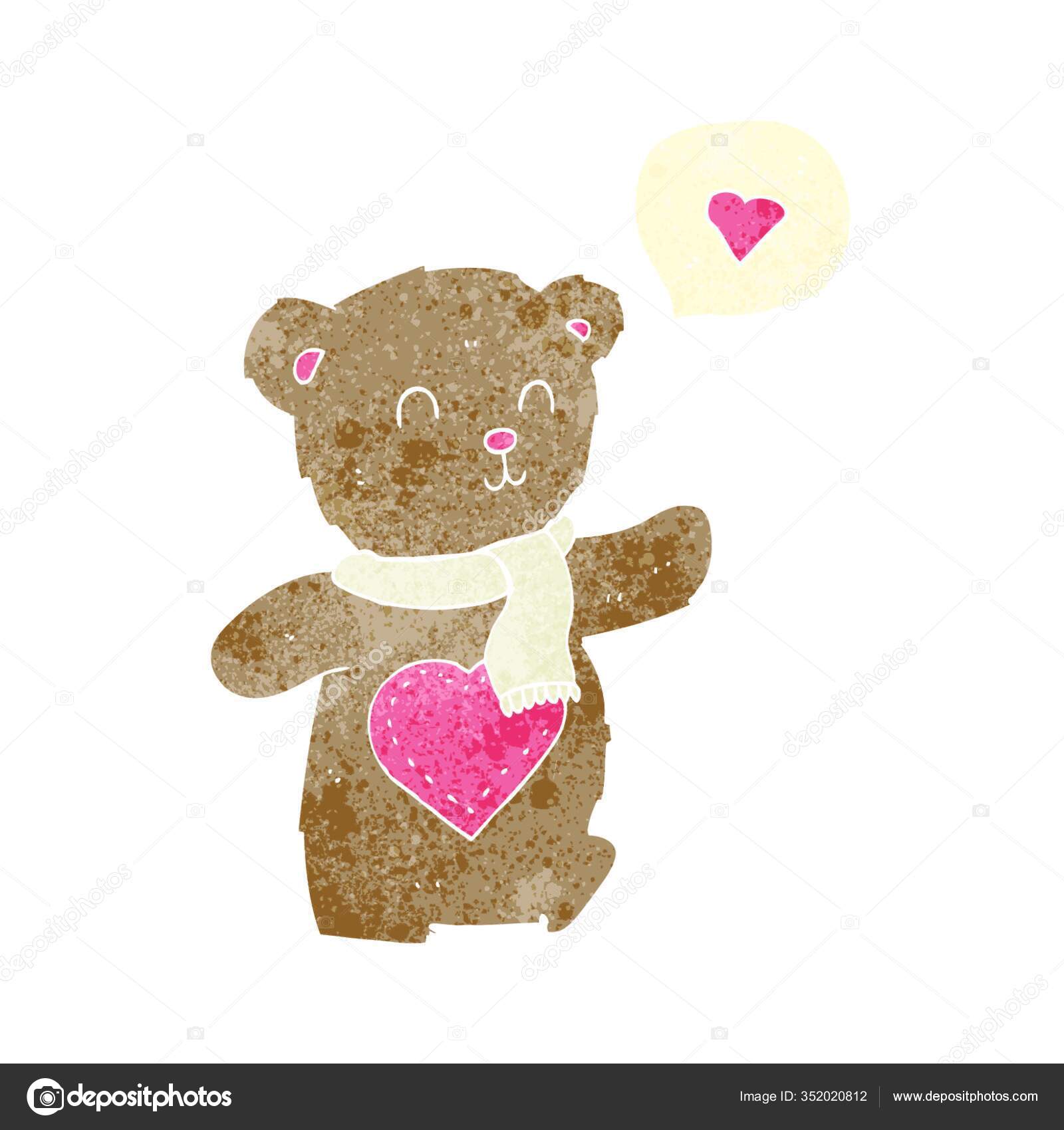 Dibujos Animados Lindo Oso Con Corazón Amor Vector de stock #352020812 ...